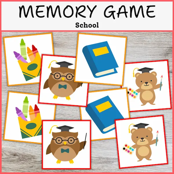 Fun School Memory Game For Kids' Learning